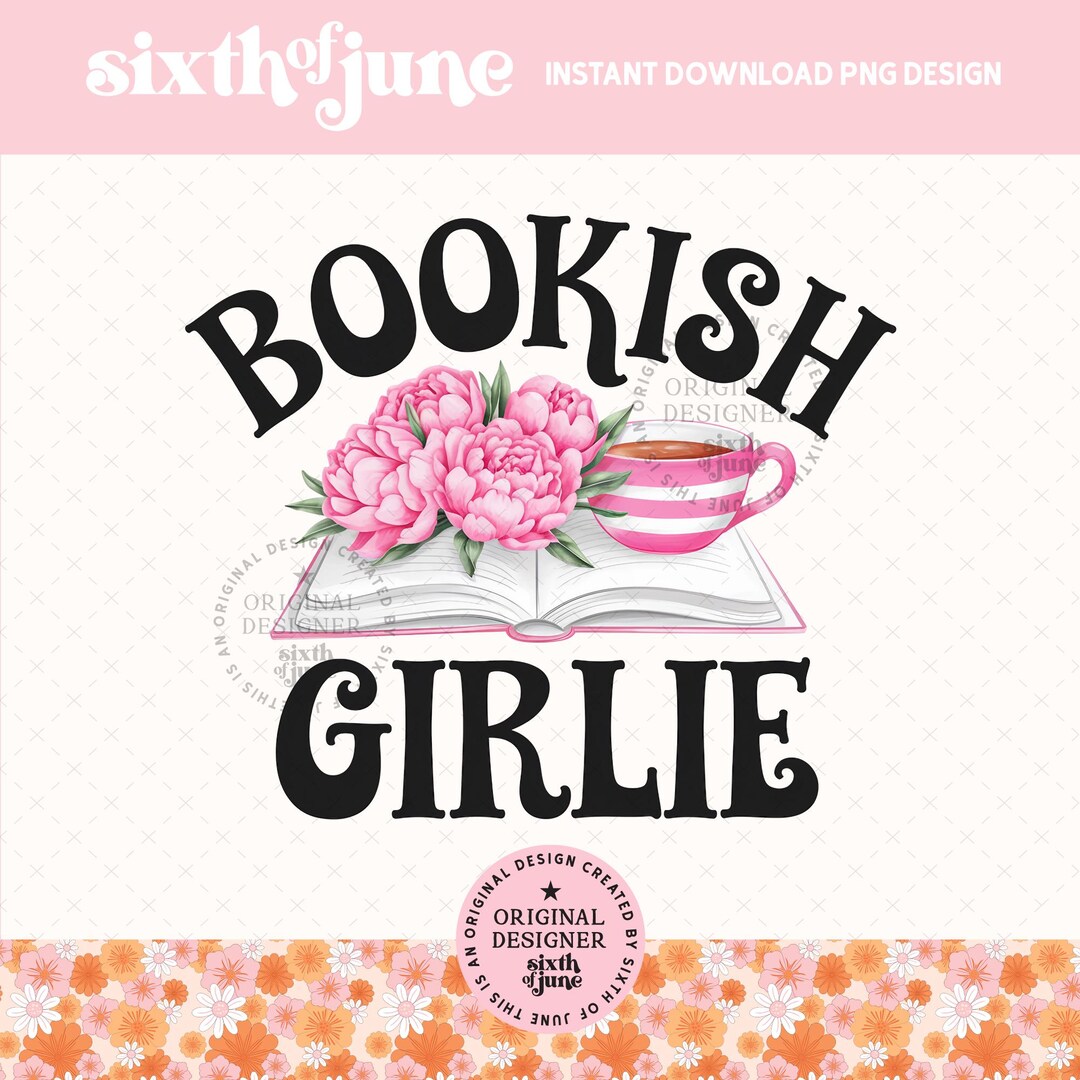 Bookish Girlie Png, Floral Cute Pink Book Lover Bookworm Bookaholic ...