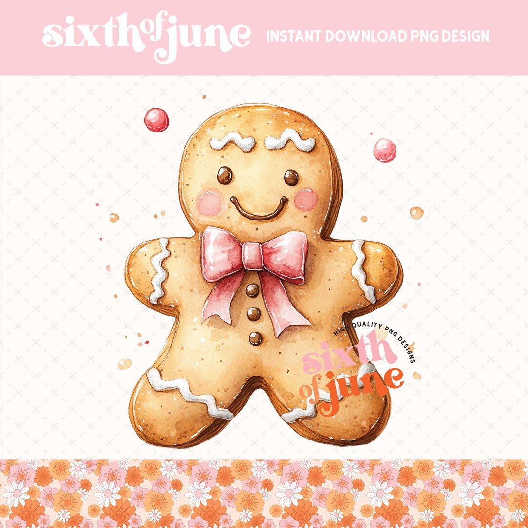 Gingerbread Man PNG Sublimation Design, Cute Christmas Cookie Clipart ...