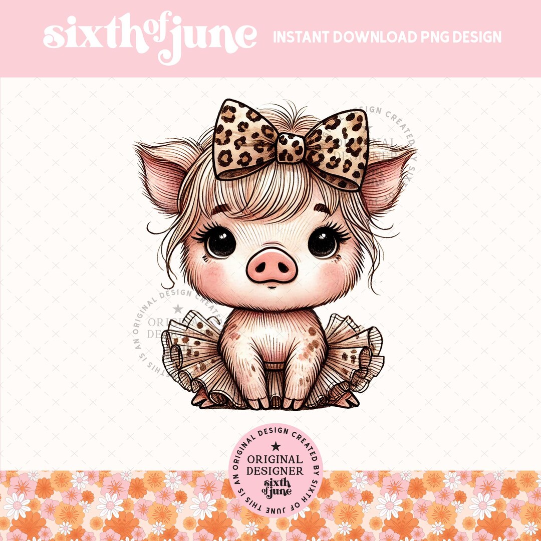 Cute Pig Png, Leopard Print Bow, Pig Designs, Farm Animal Clipart, Baby ...