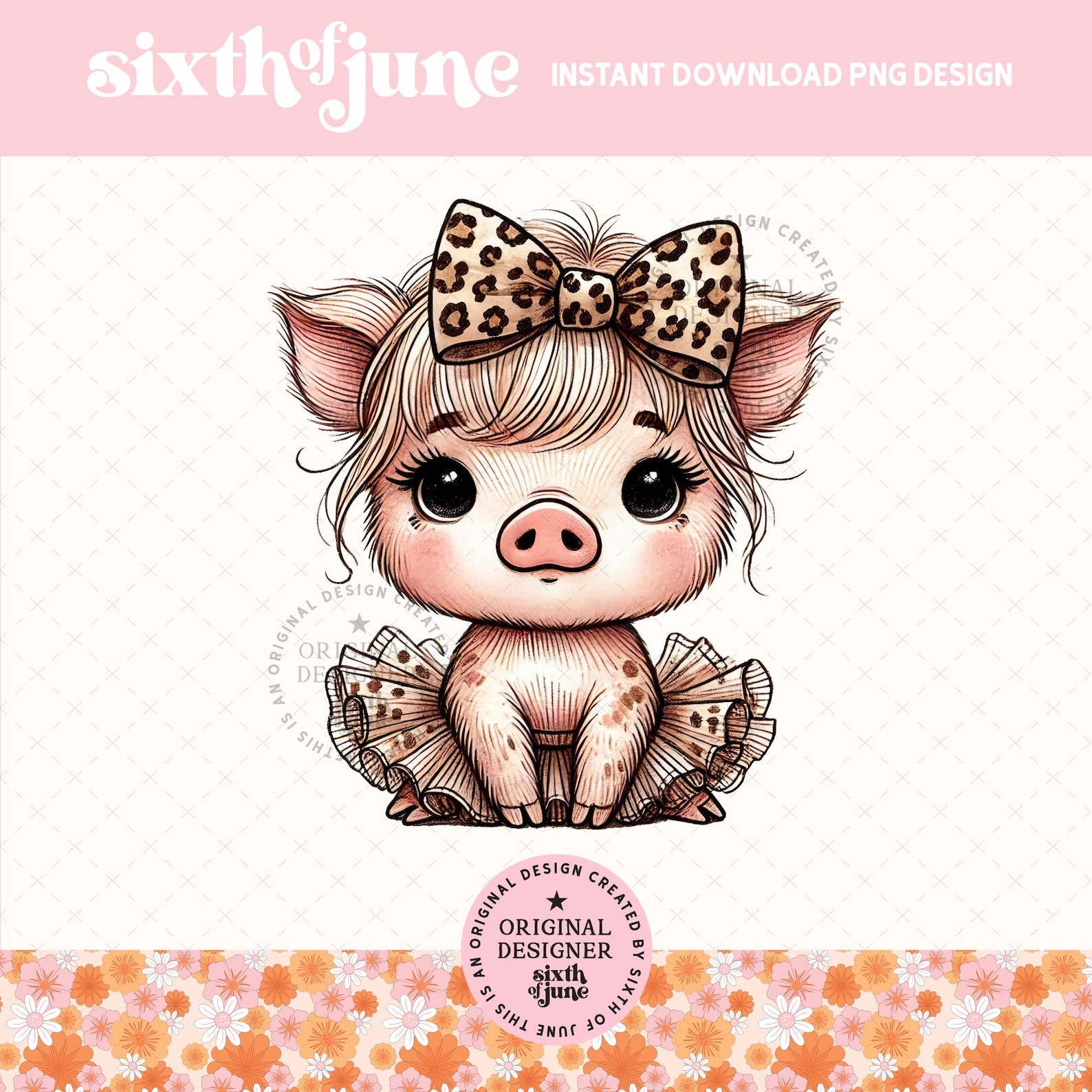 Cute Pig Png, Leopard Print Bow, Pig Designs, Farm Animal Clipart, Baby ...