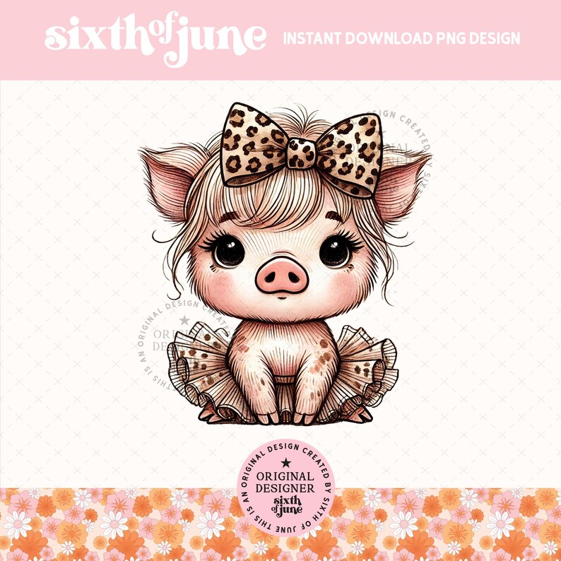 Cute Pig Png, Leopard Print Bow, Pig Designs, Farm Animal Clipart, Baby ...