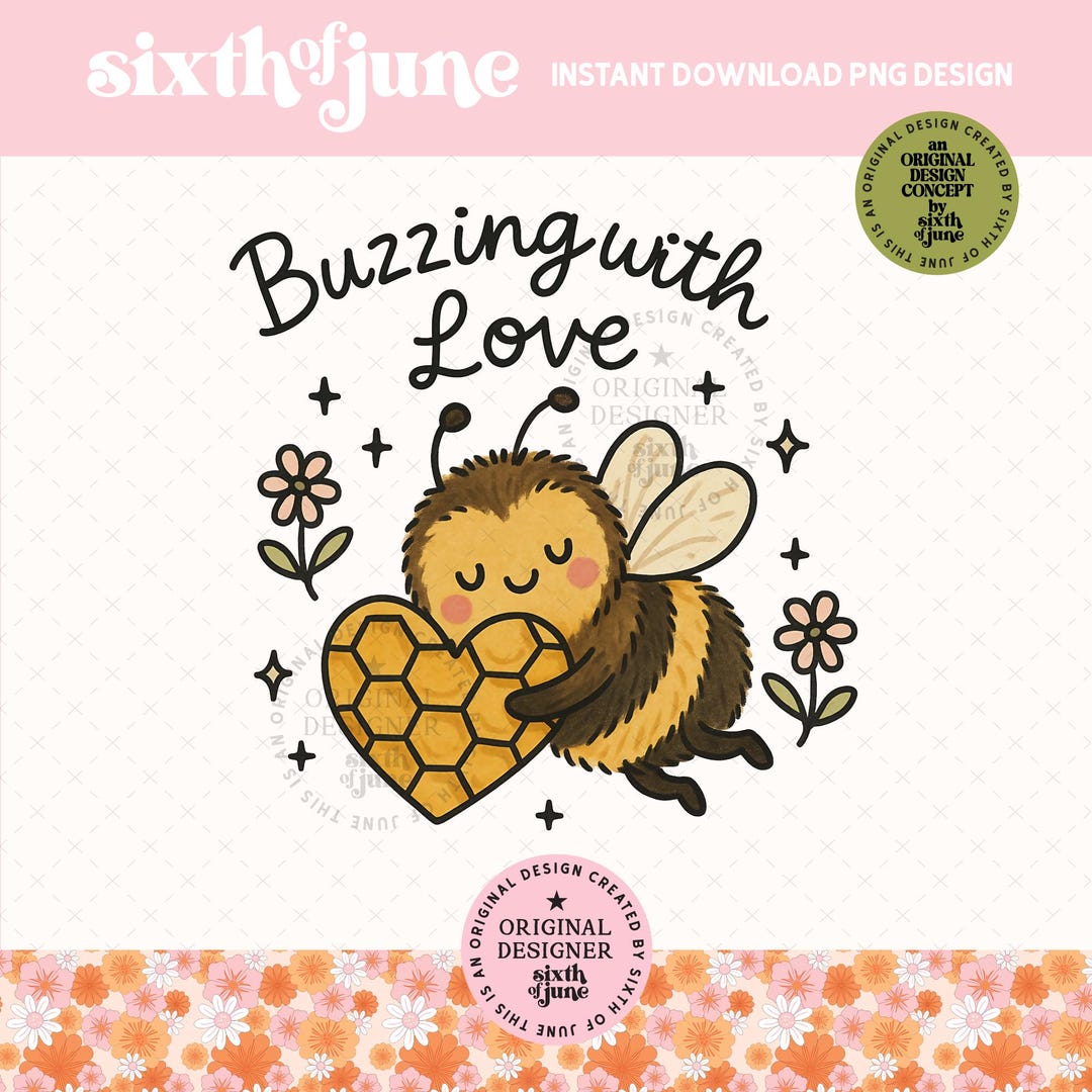 Buzzing With Love PNG, Cute Bee Hugging Heart Clipart, Hand Drawn Bee ...
