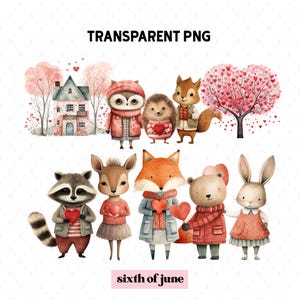Cute Woodland Valentines Animals Clipart, Forest Friends Digital ...
