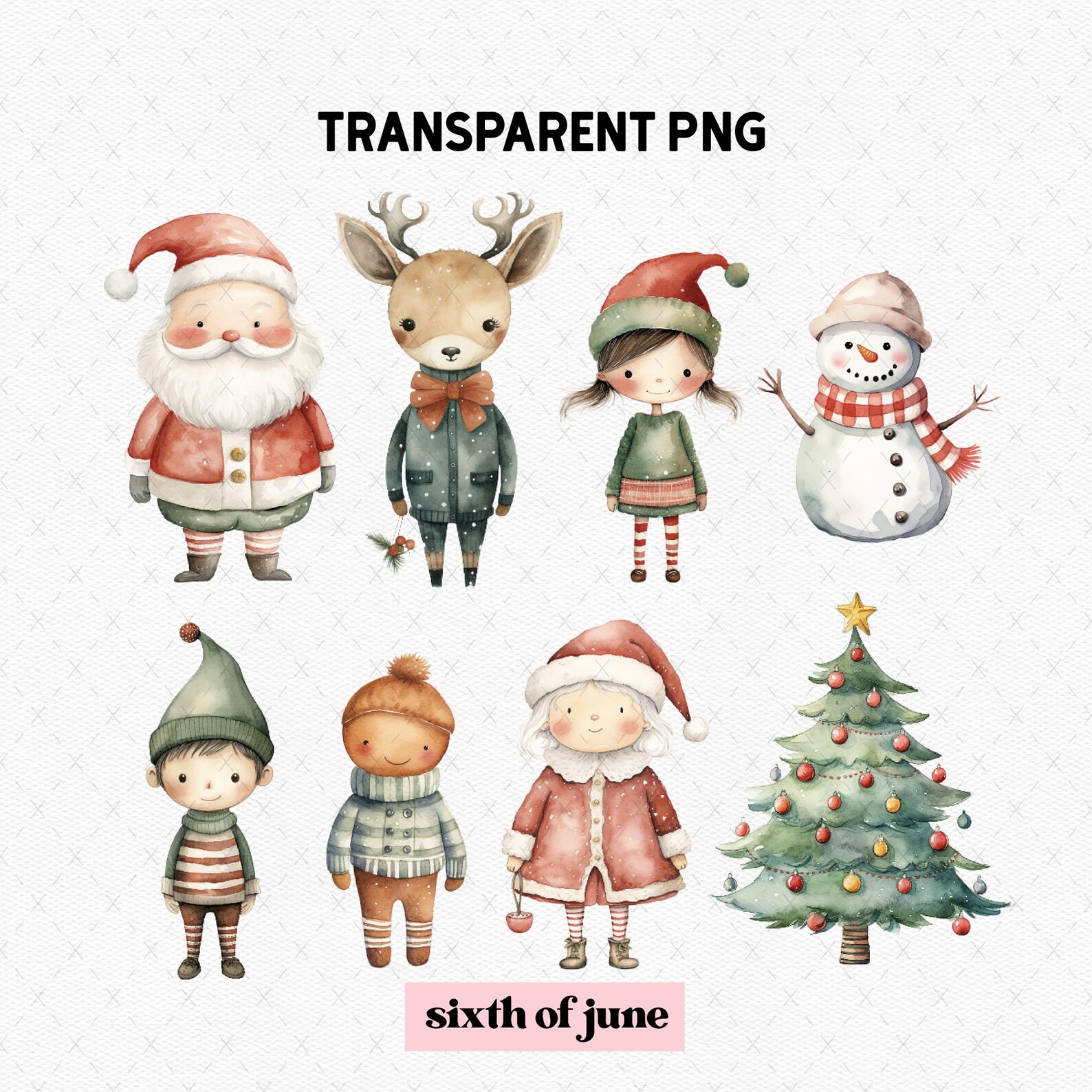 Santa & Friends Clipart Pack, Cute Santa Clause Clipart, Reindeer ...