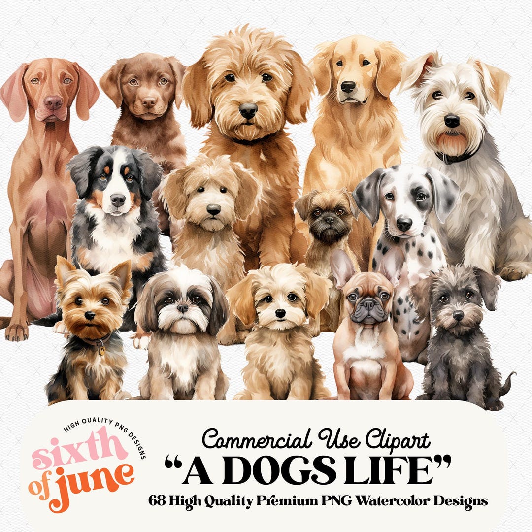 Adorable Dog Breed Clipart Set for Creative Projects, Customizable Dog ...