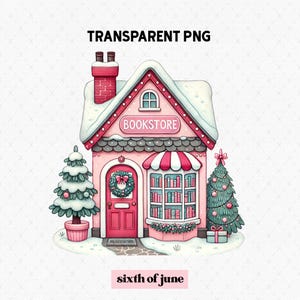 Cozy Holiday Book Lover PNG, Seasonal Bookshop Clipart, Christmas ...