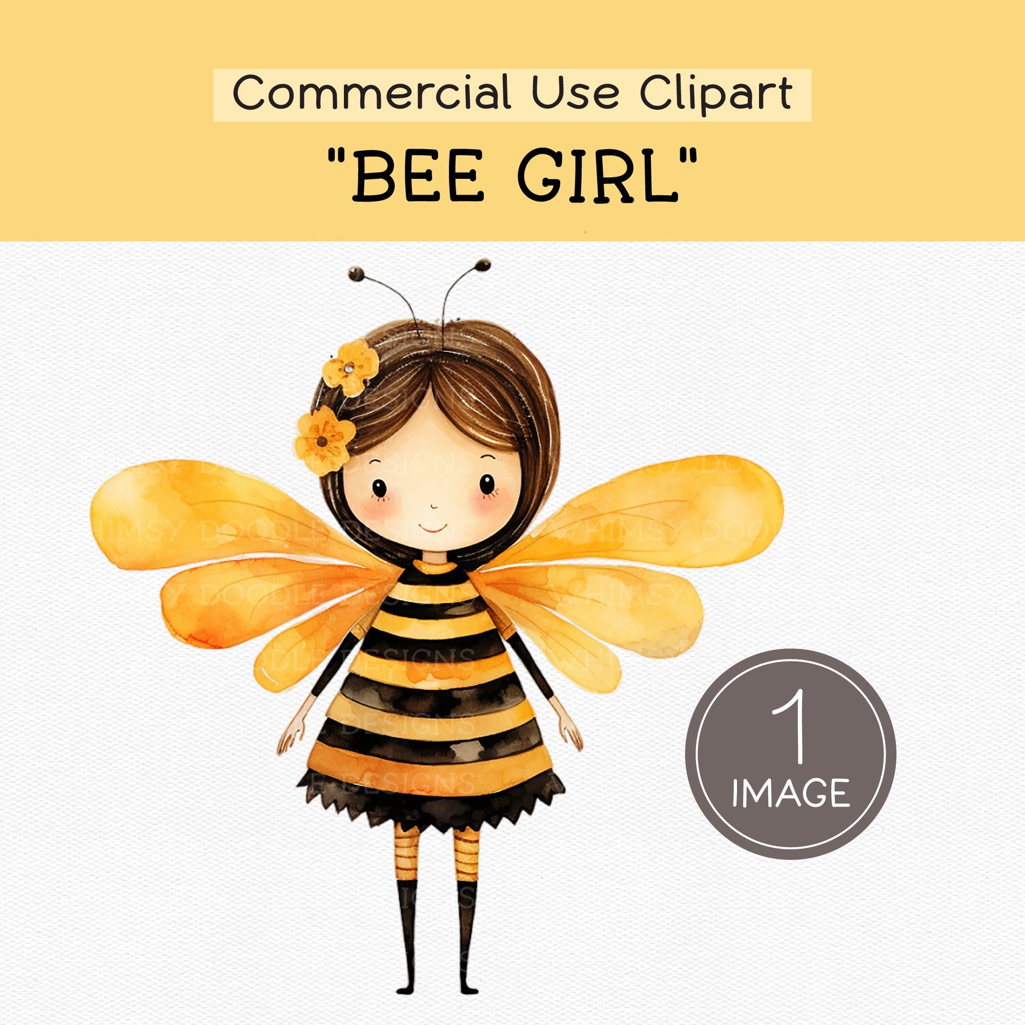 Whimsical Bee Girl Clipart, Cute Bumblebee Digital Download, Kids ...
