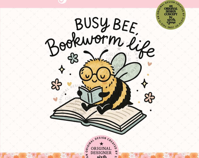 12 Bee Reading PNG Clipart | Cute Bee With Glasses and Book | Whimsical ...