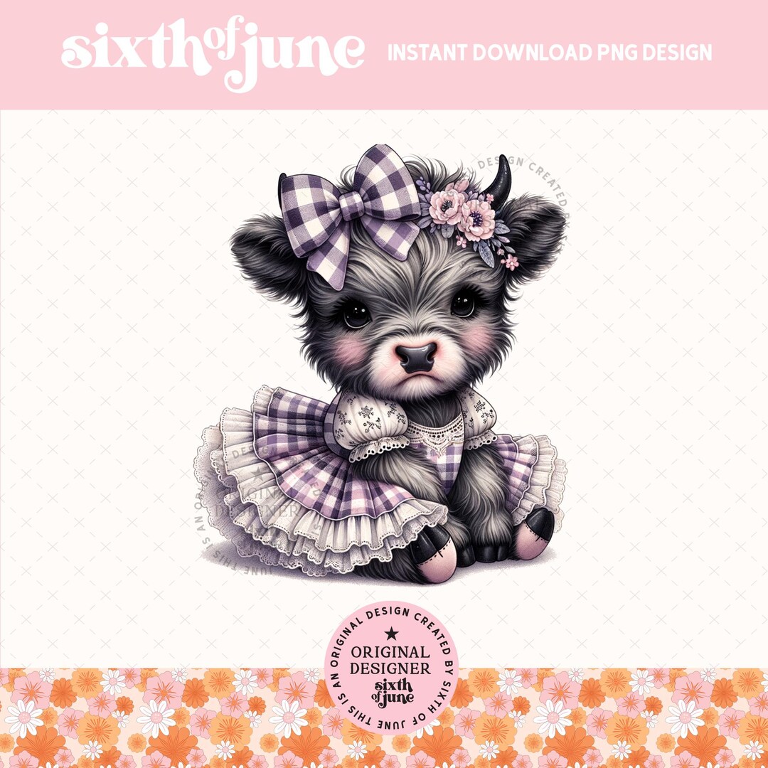Cute Spring Highland Cow Png, Farm Spring Decor Sublimation Design ...
