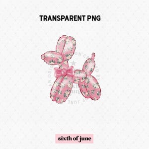 Cute Retro Floral Print Coquette Balloon Dog Png Sublimation Design ...