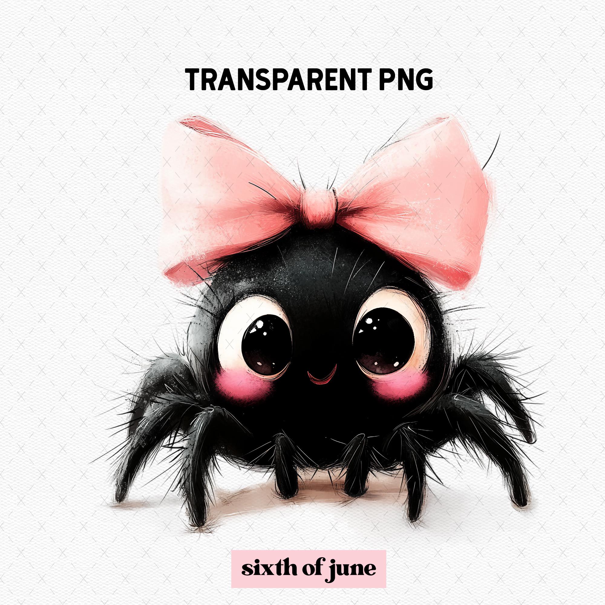 Kawaii Spider PNG, Cute Pink Bow Spider, Girly Halloween Sublimation ...