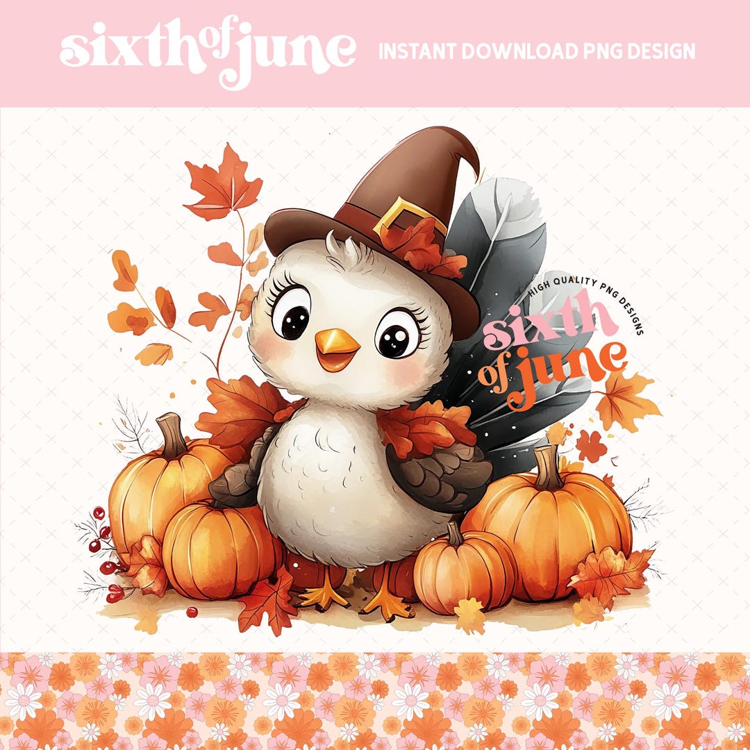 Cute Turkey PNG Sublimation Design, Fall Thanksgiving Turkey Clipart ...