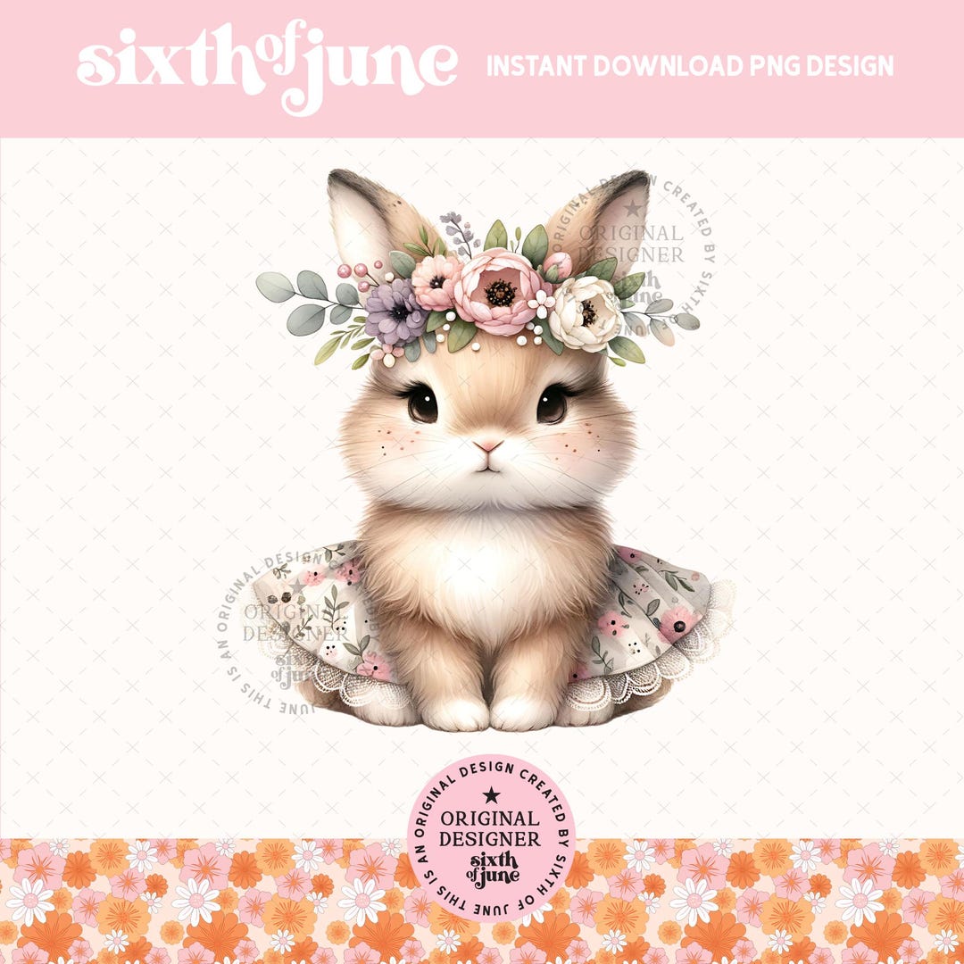 Cute Spring Bunny Png, Bunny Sublimation Design, Trendy Bunny Clipart ...