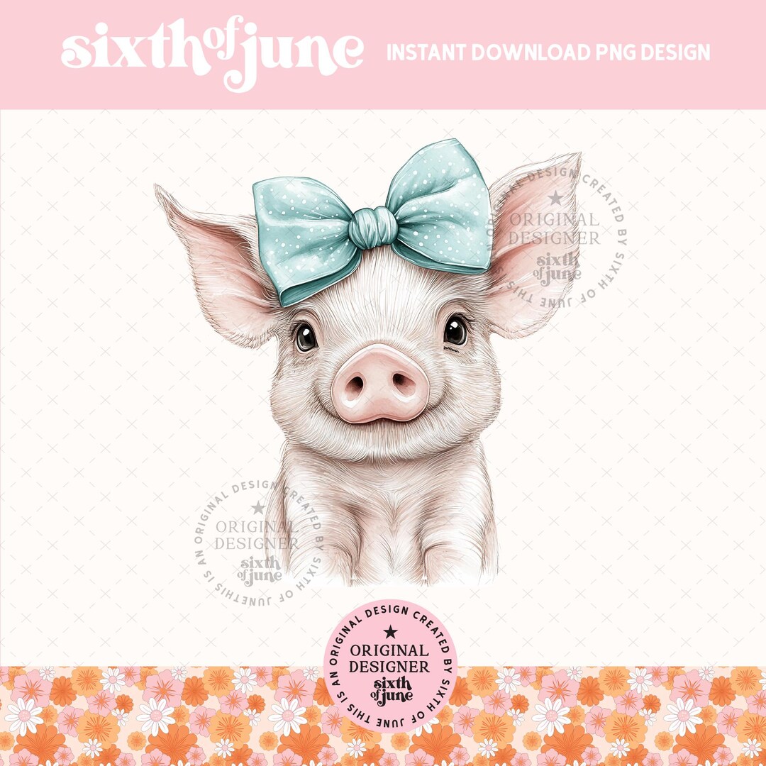 Cute Pig Png, Turquoise Coquette Bow, Pig Designs, Farm Animal Clipart ...