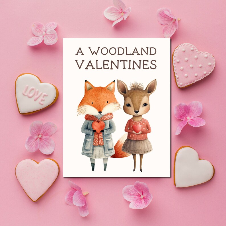 Cute Woodland Valentines Animals Clipart, Forest Friends Digital ...