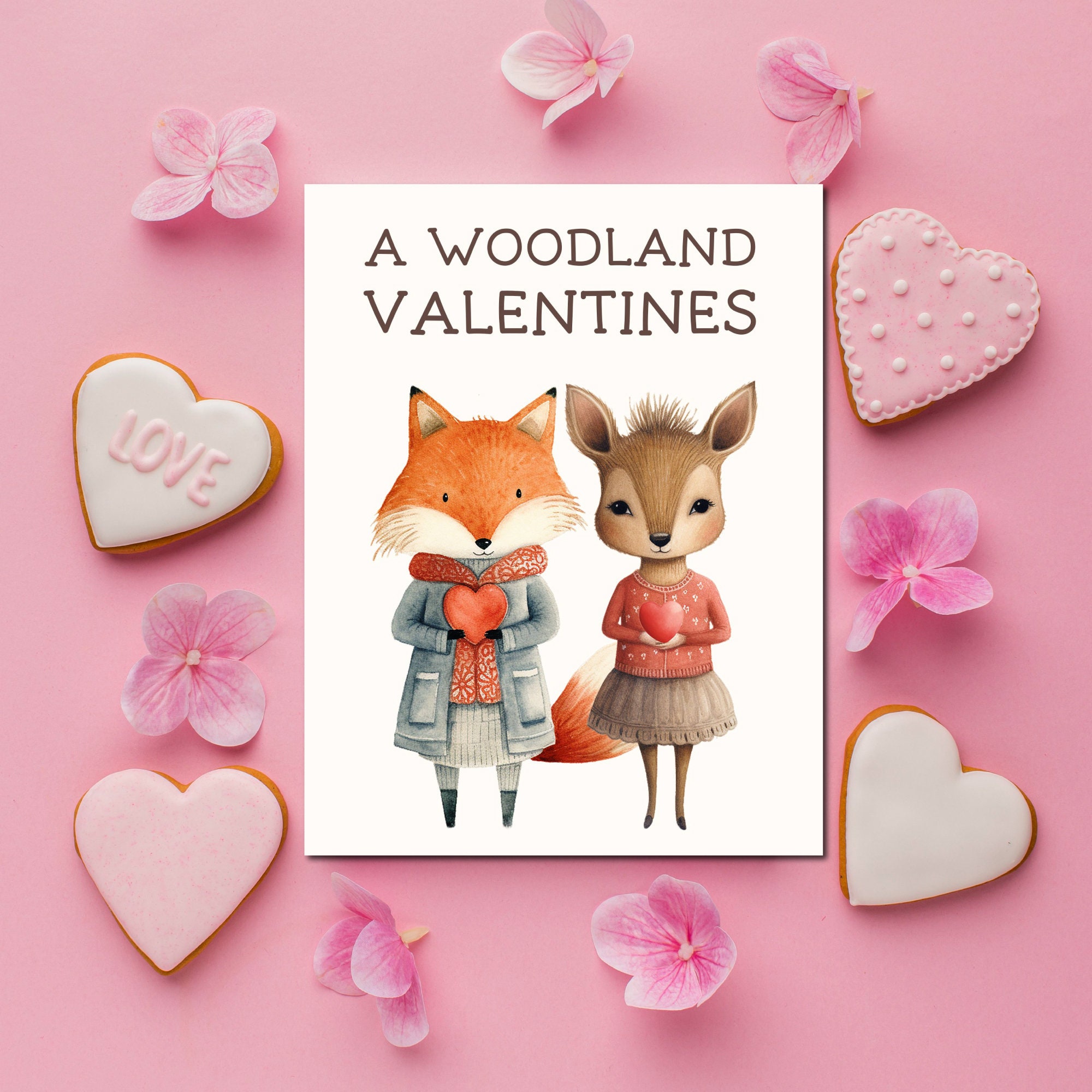 Cute Woodland Valentines Animals Clipart, Forest Friends Digital ...
