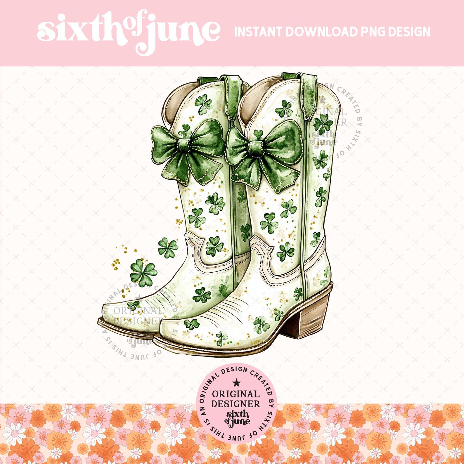 St Patricks Western Cowboy Png, Trendy Shamrock Boots Graphic Glitter ...