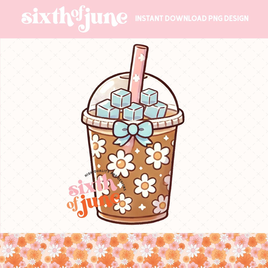 Ice Coffee PNG Sublimation Design, Trendy Coffee Lovers PNG for ...