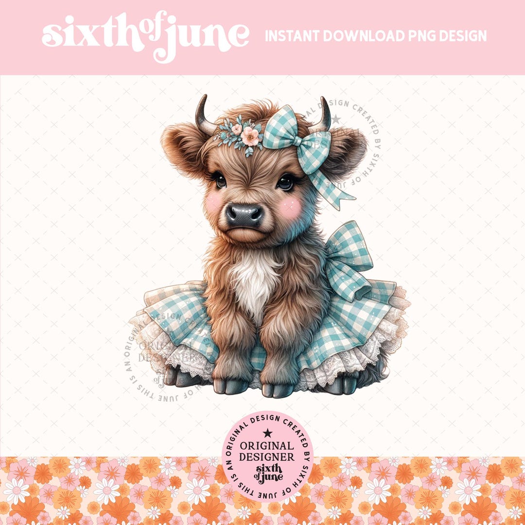 Cute Spring Highland Cow Png, Farm Spring Decor Sublimation Design ...