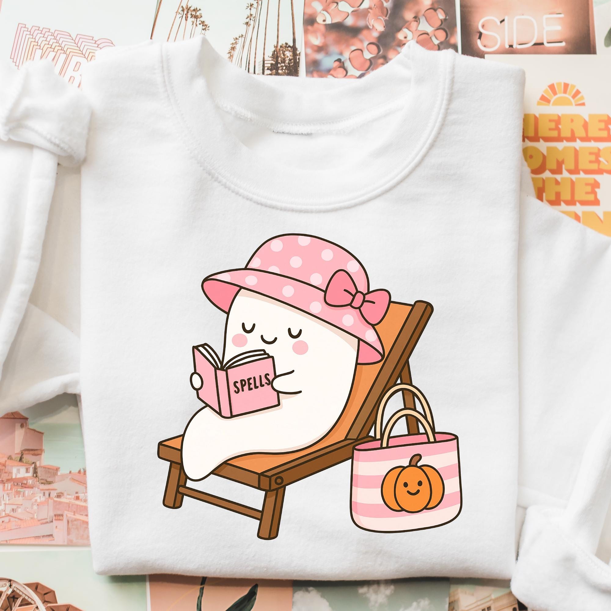 Retro Beach Ghost PNG, Summer Ghost Clipart, Cute Halloween Sublimation ...