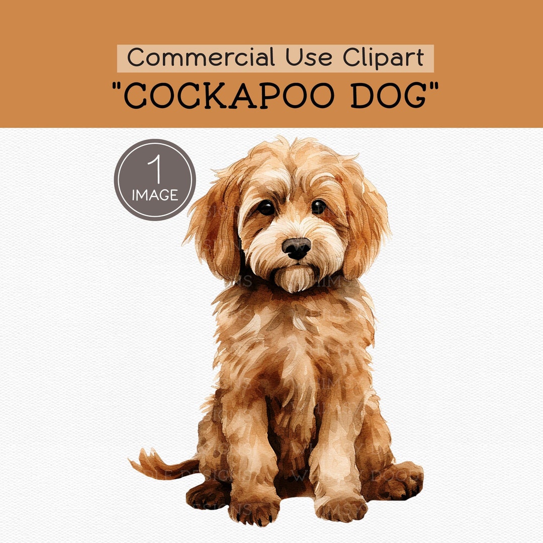 Watercolor Cockapoo Puppy Clipart, Cute Dog Illustration, Digital ...