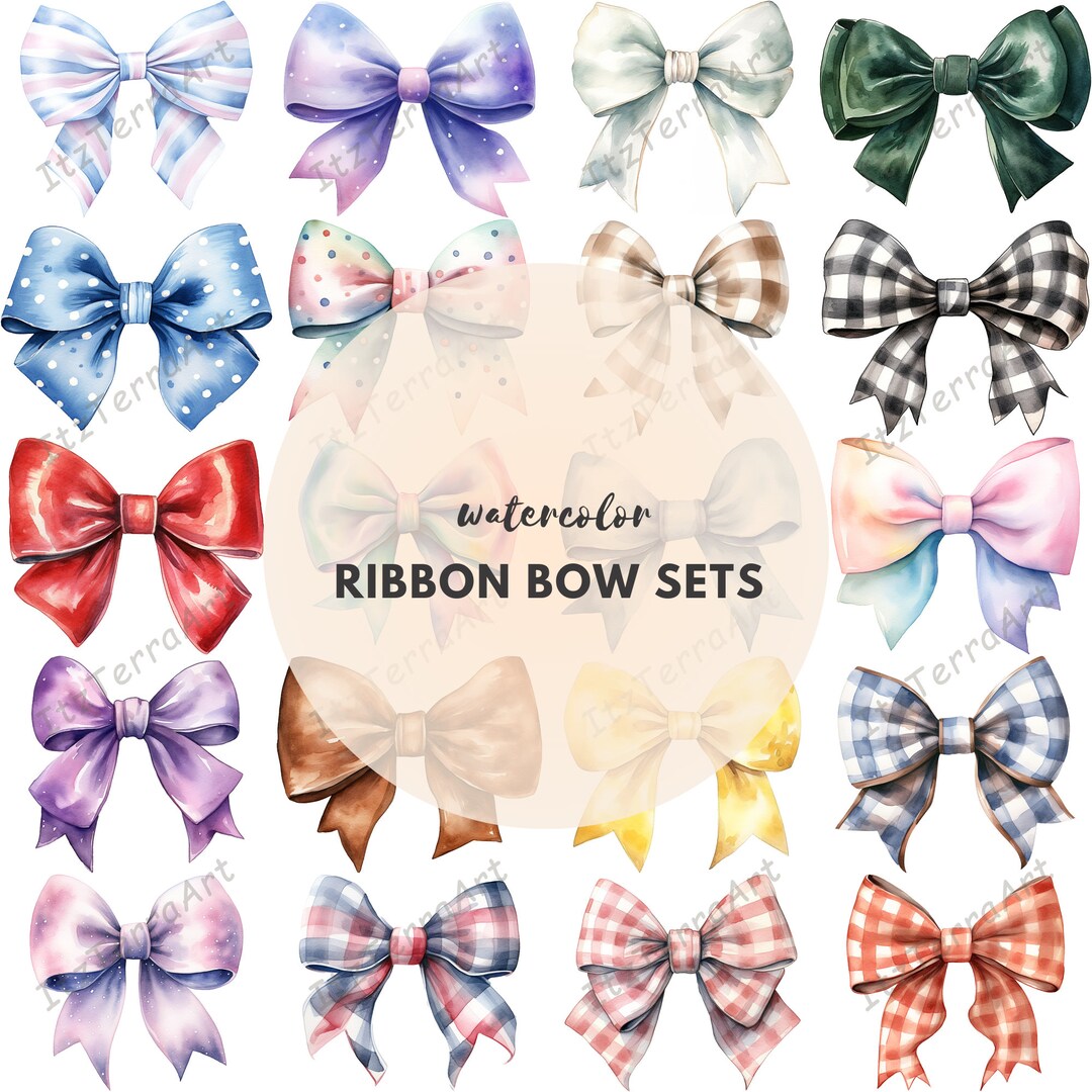 20 Watercolor Bows Clipart Bundle Bows Clipart Set-birthday Decor ...