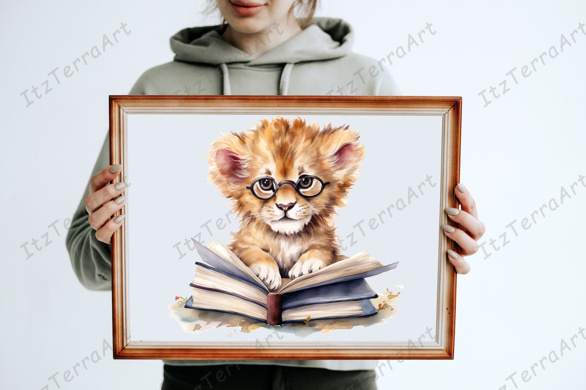 30 Watercolor Cute Bookworm Animals Cliparts-bookish-fairytale Reading ...