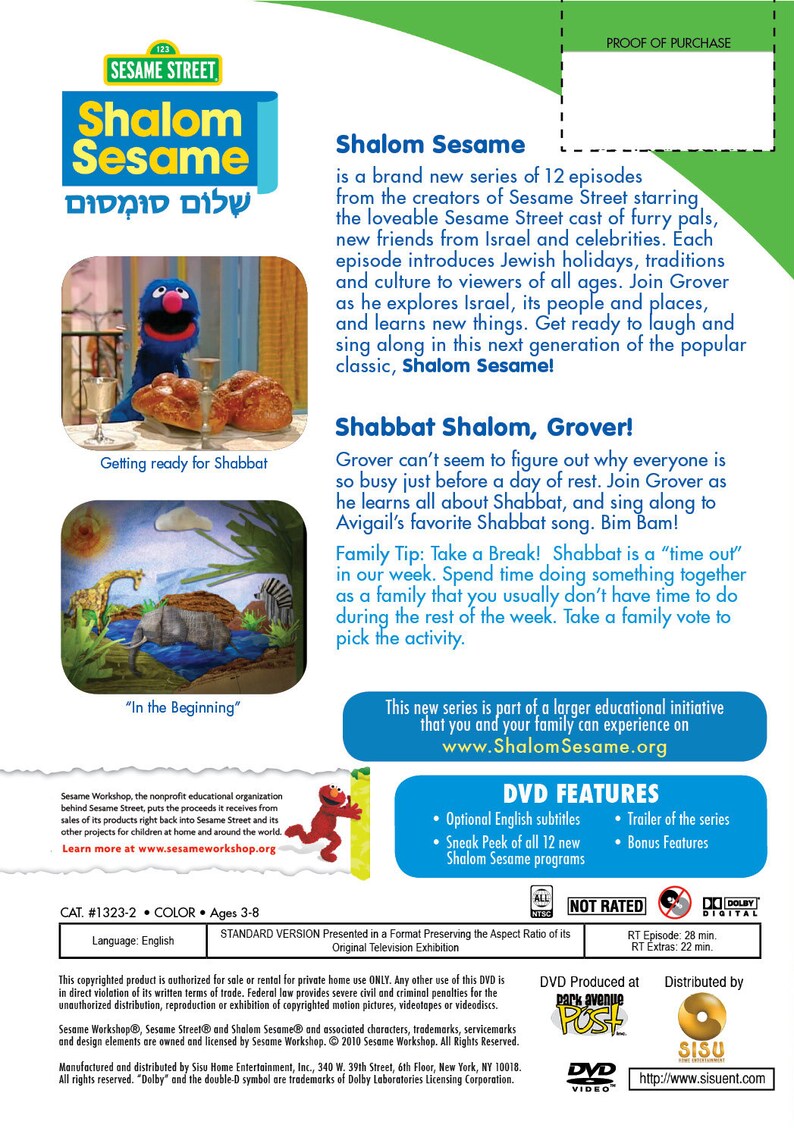 Shalom Sesame No. 3: Shabbat Shalom, Grover! (2010) - Etsy