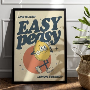 Easy Peasy Lemon Squeezy Poster, Retro Character Printable Wall Art ...
