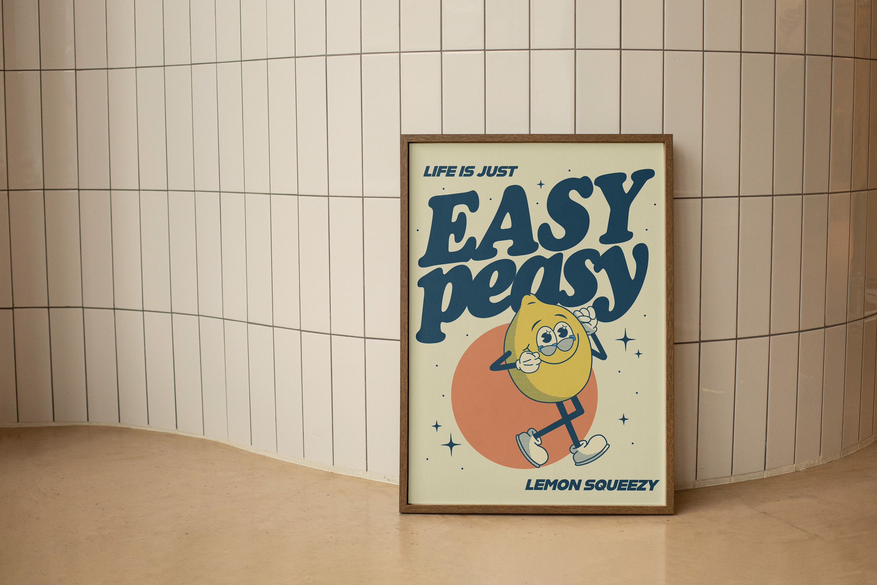 Easy Peasy Lemon Squeezy Poster, Retro Character Printable Wall Art ...
