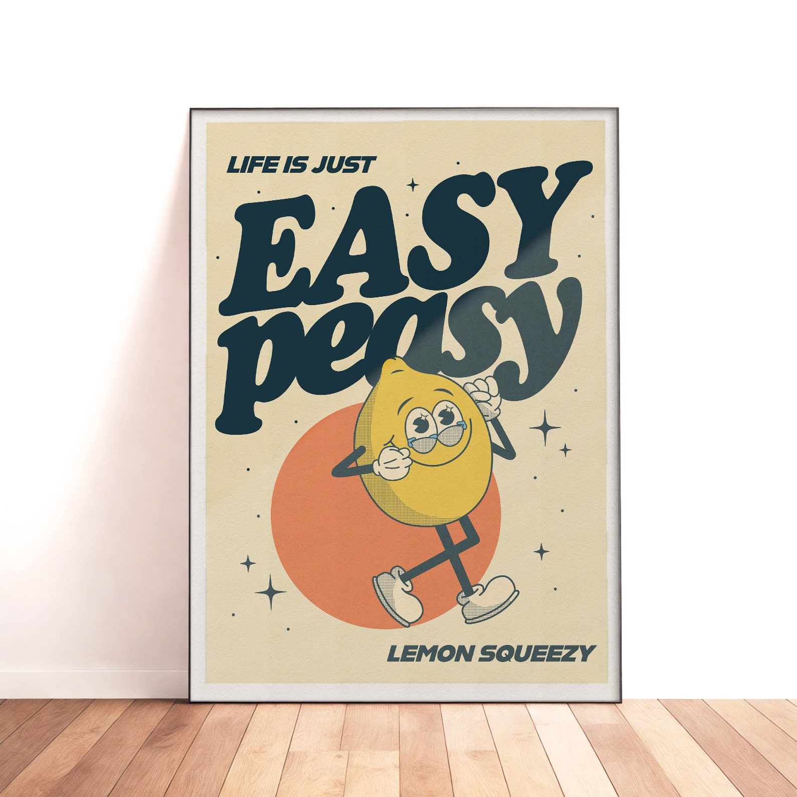 Easy Peasy Lemon Squeezy Poster, Retro Character Printable Wall Art ...