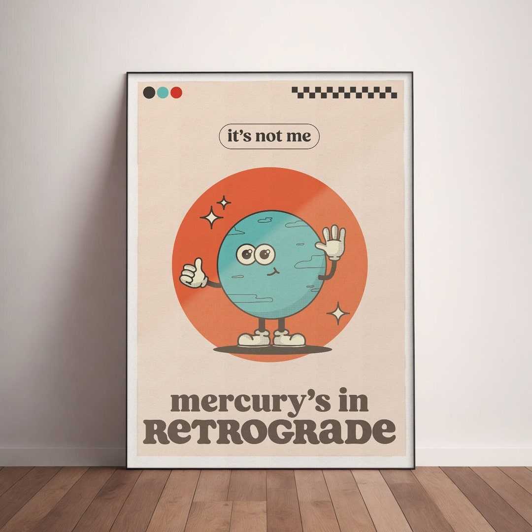 Mercury in Retrograde Digital Download, Retro Wall Decor Art Print, 70s ...