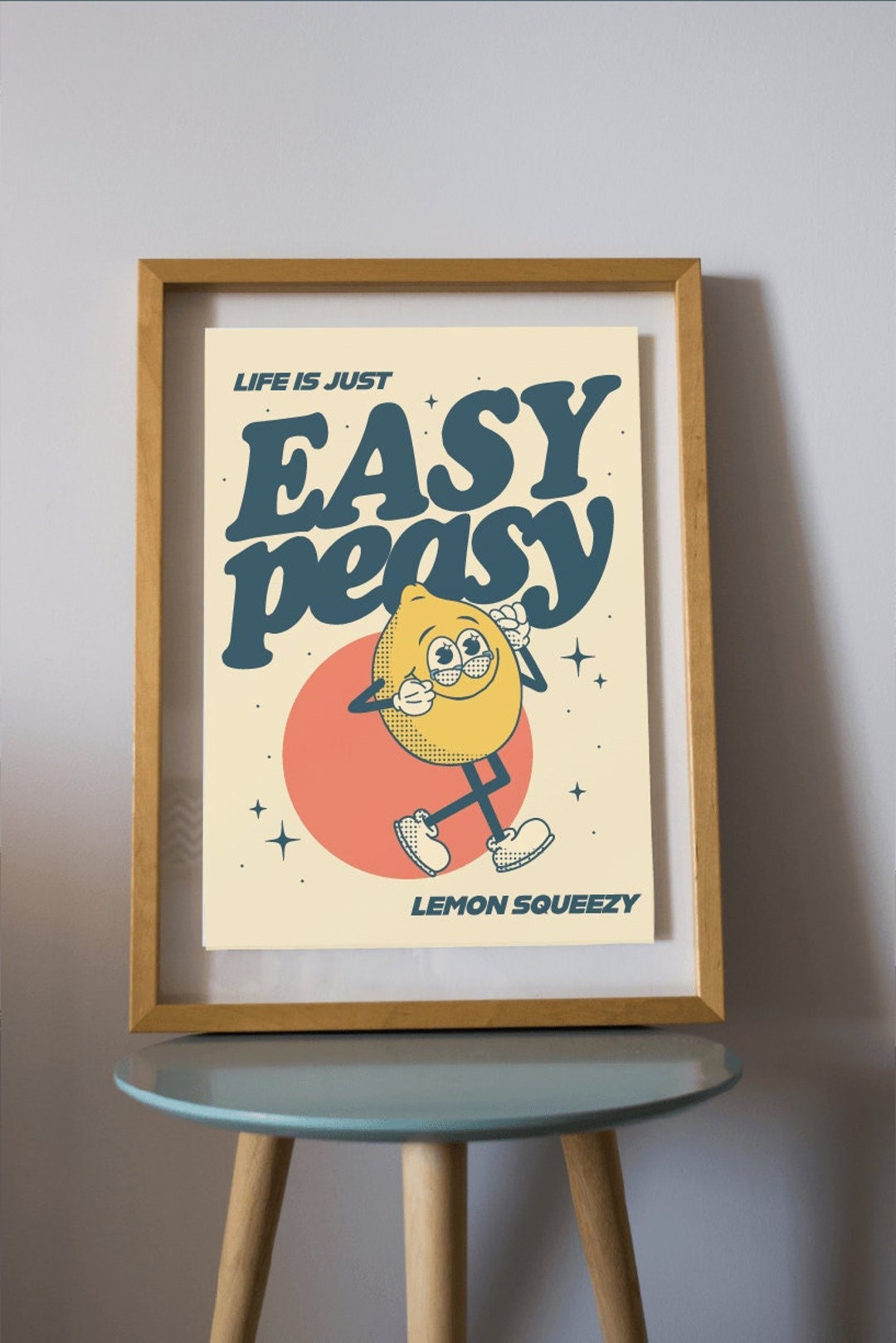 Easy Peasy Lemon Squeezy Poster, Retro Character Printable Wall Art ...