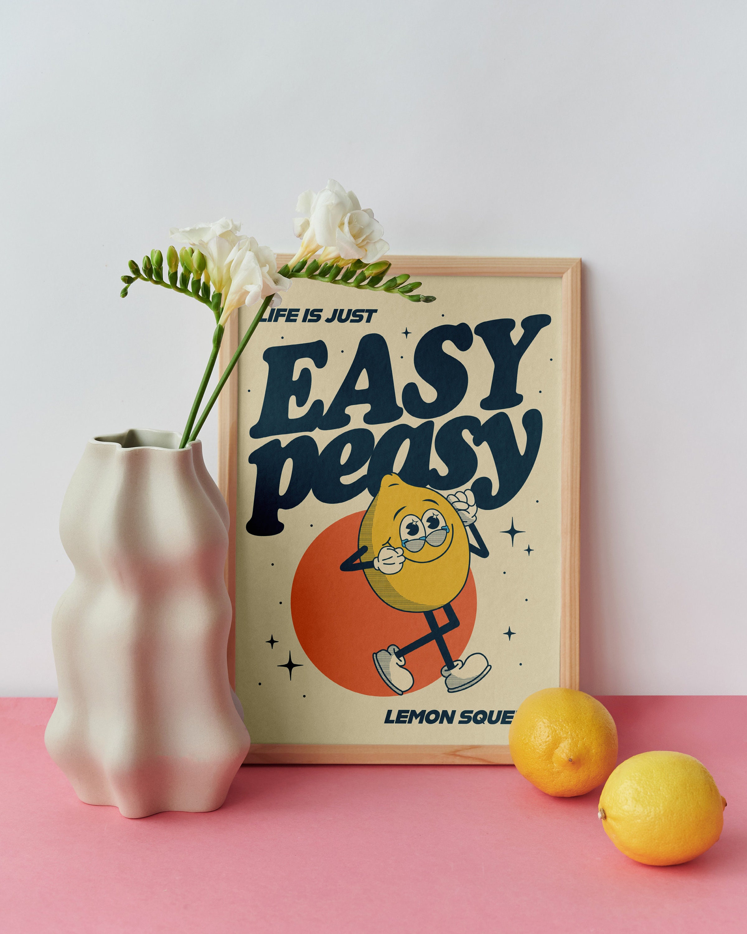 Easy Peasy Lemon Squeezy Poster, Retro Character Printable Wall Art ...
