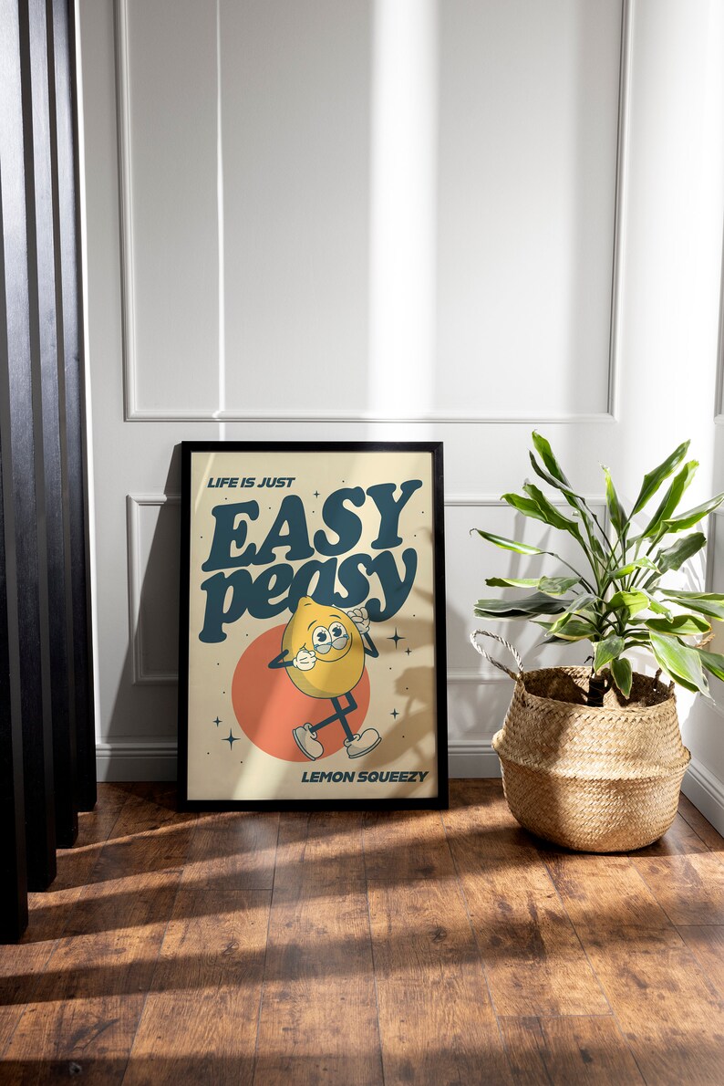 Easy Peasy Lemon Squeezy Poster, Retro Character Printable Wall Art ...