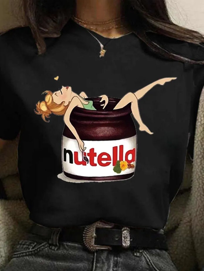 Deliciously Fun Nutella Bath Graphic Tee: Quirky Girl-in-nutella Design ...