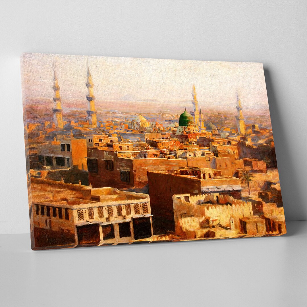 Old Masjid Nabawi (the Prophet's Mosque) Canvas Frame Art | the Green ...