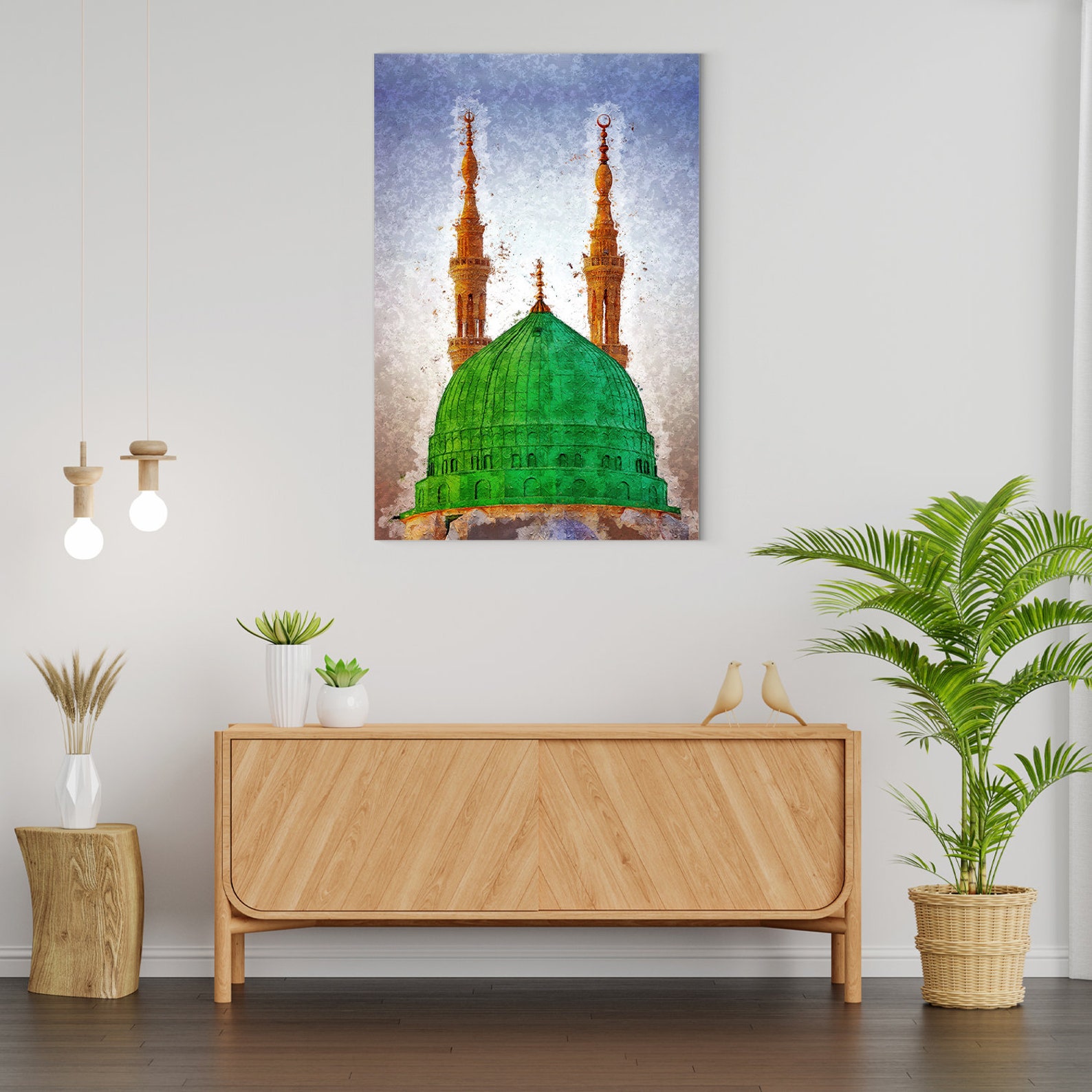 Masjid Nabawi the Prophet's Mosque Printable Art the Green Dome Mosque ...