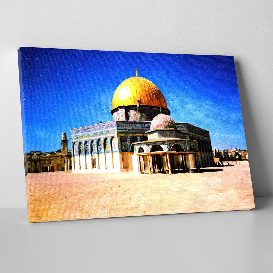Sun-kissed Dome: Dome of the Rock Canvas Print | Islamic Wall Decor ...