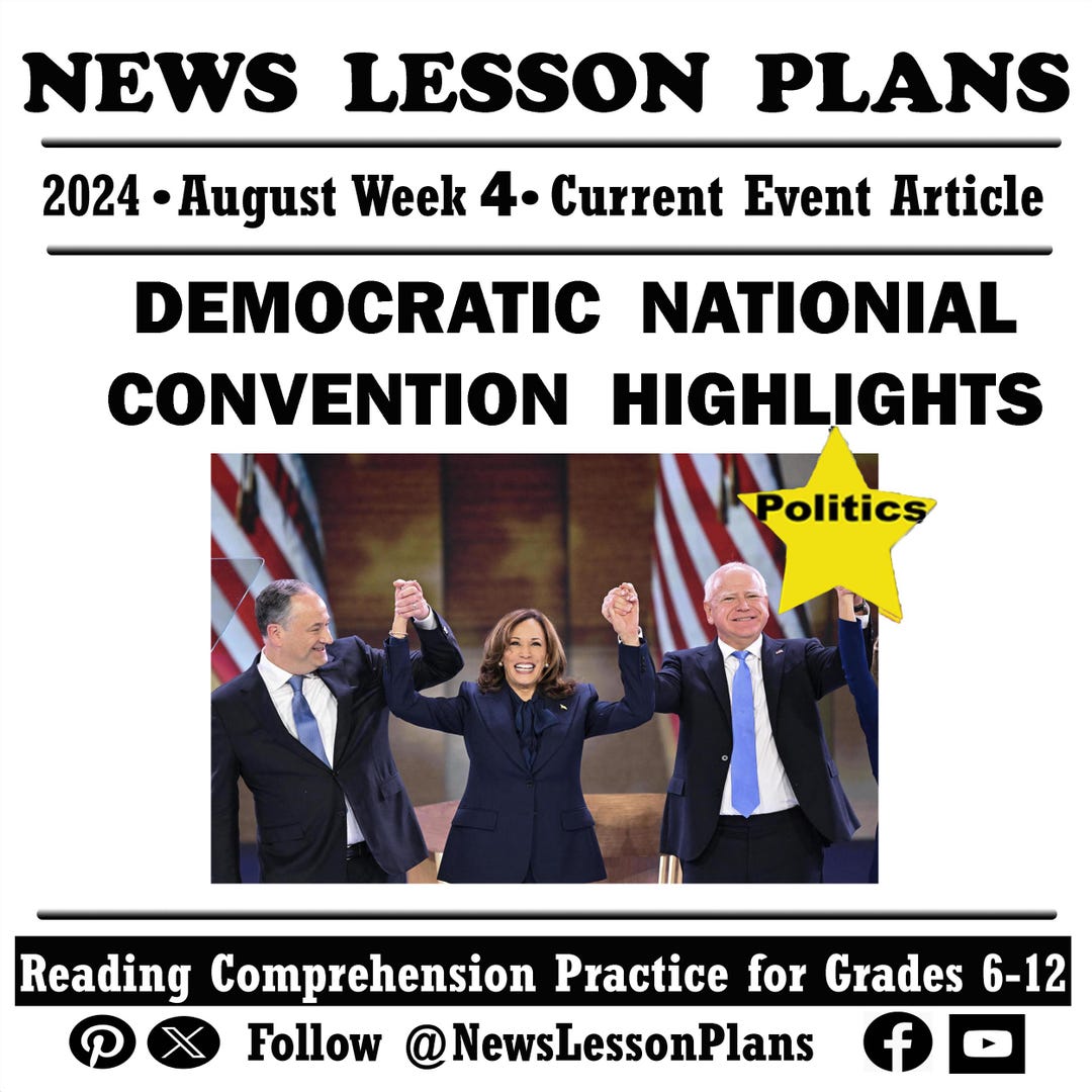 Current Event Lesson Plan for Reading Comprehension Practice_highlights ...