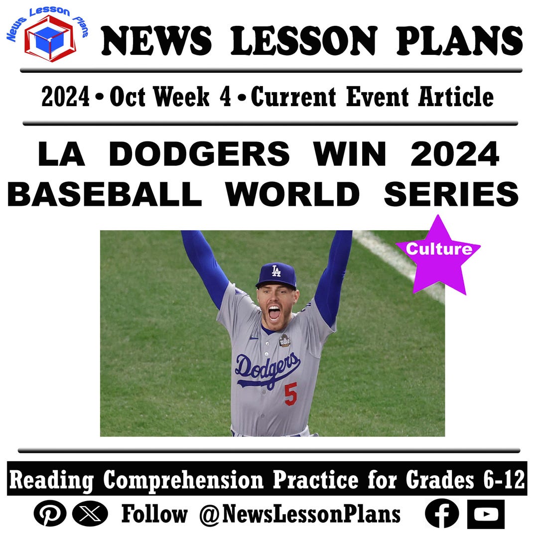 PDF Lesson Plan for Reading Comprehension Practice_los Angeles Dodgers ...