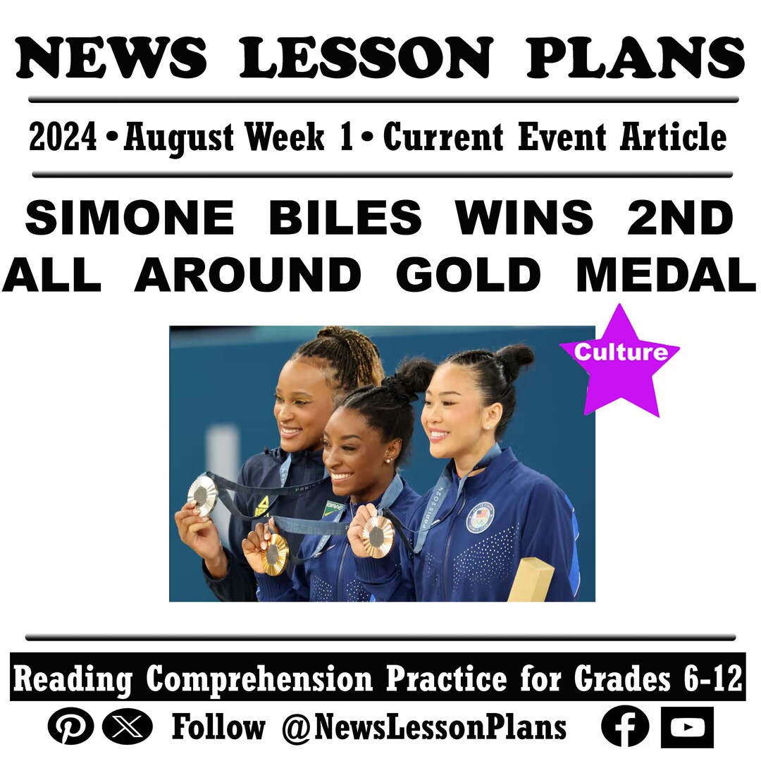 Current Event Lesson Plan for Reading Comprehension Practice_biles Wins ...