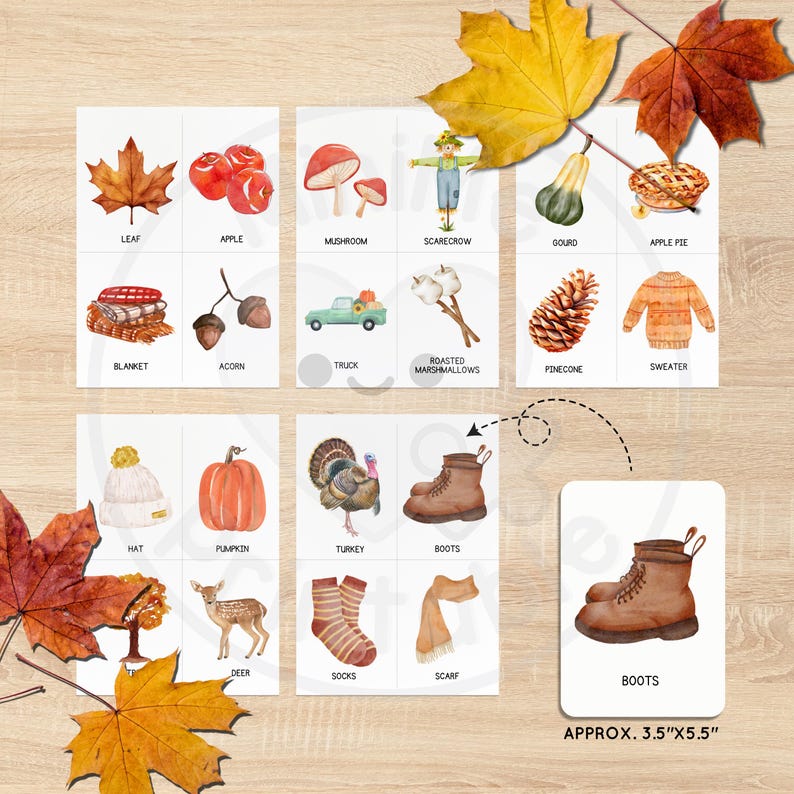 Autumn Alphabet Flashcards: Montessori Fall Learning (digital Download ...