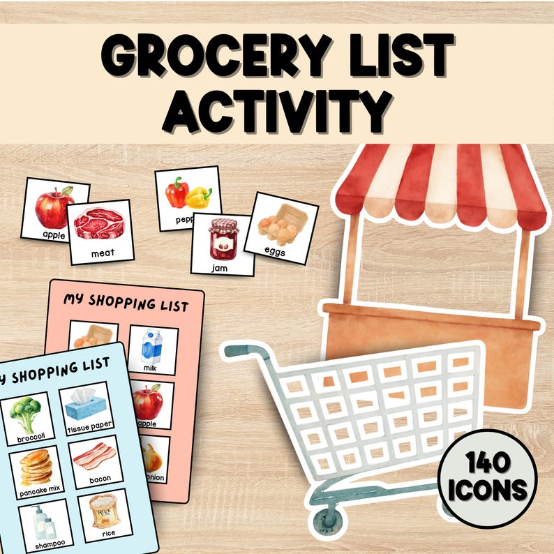 Grocery List Activity Printable for Kids I Pretend Play I Life and ...