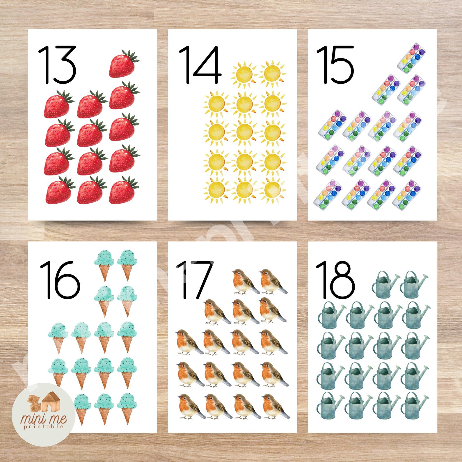 Numbers 1-20 Counting Cards, Montessori Flashcards, Pre-school Cards ...