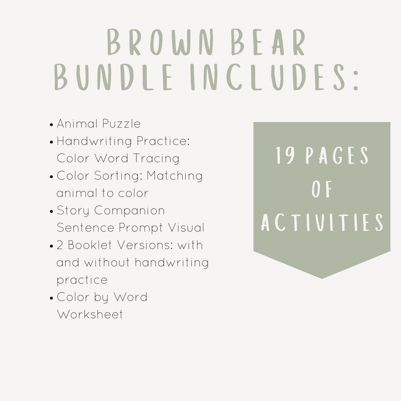 Brown Bear Activity Bundle: Montessori Educational Game (digital ...