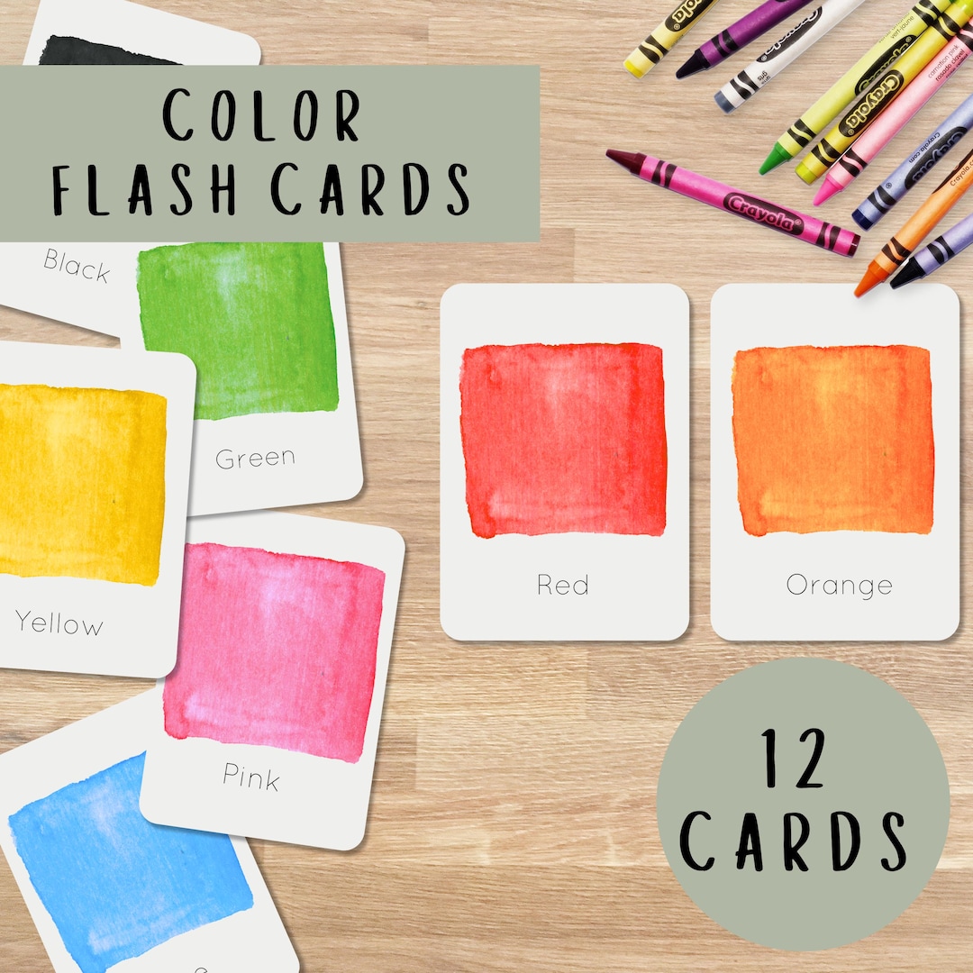 Watercolor Learning Colors Flashcards: Montessori Educational Cards ...