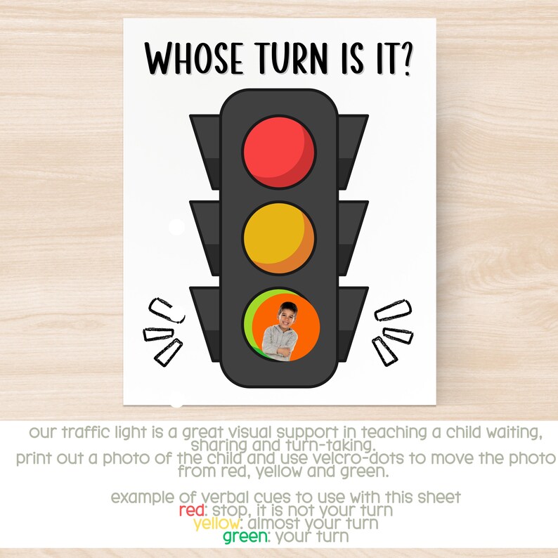 Visual Behavior Cue Cards & Traffic Light Poster | Turn-taking, Sharing ...