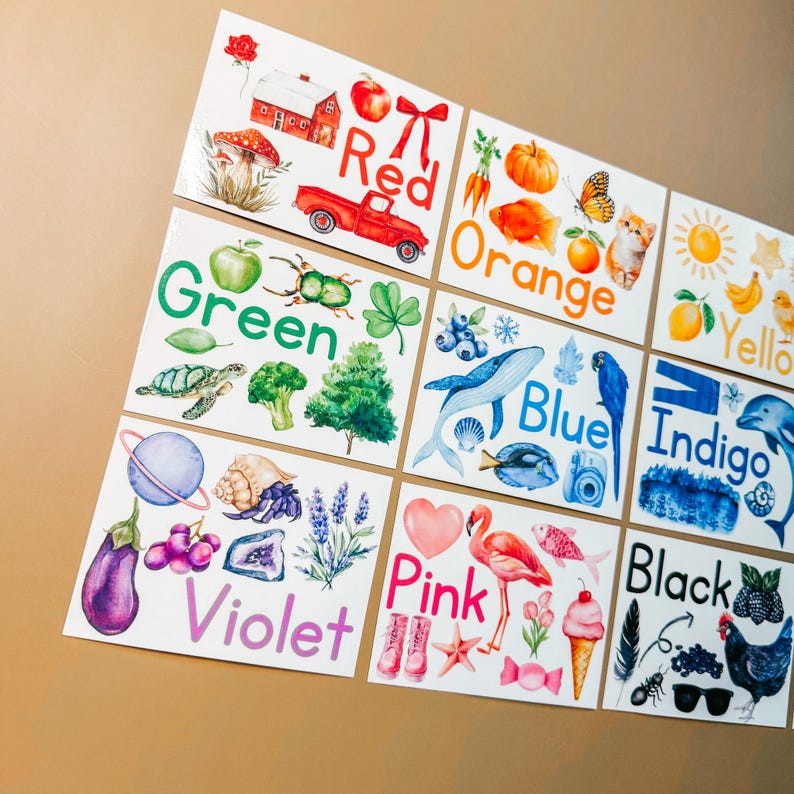 Large Color Recognition Flash Cards With Pictures, Montessori and Pre ...