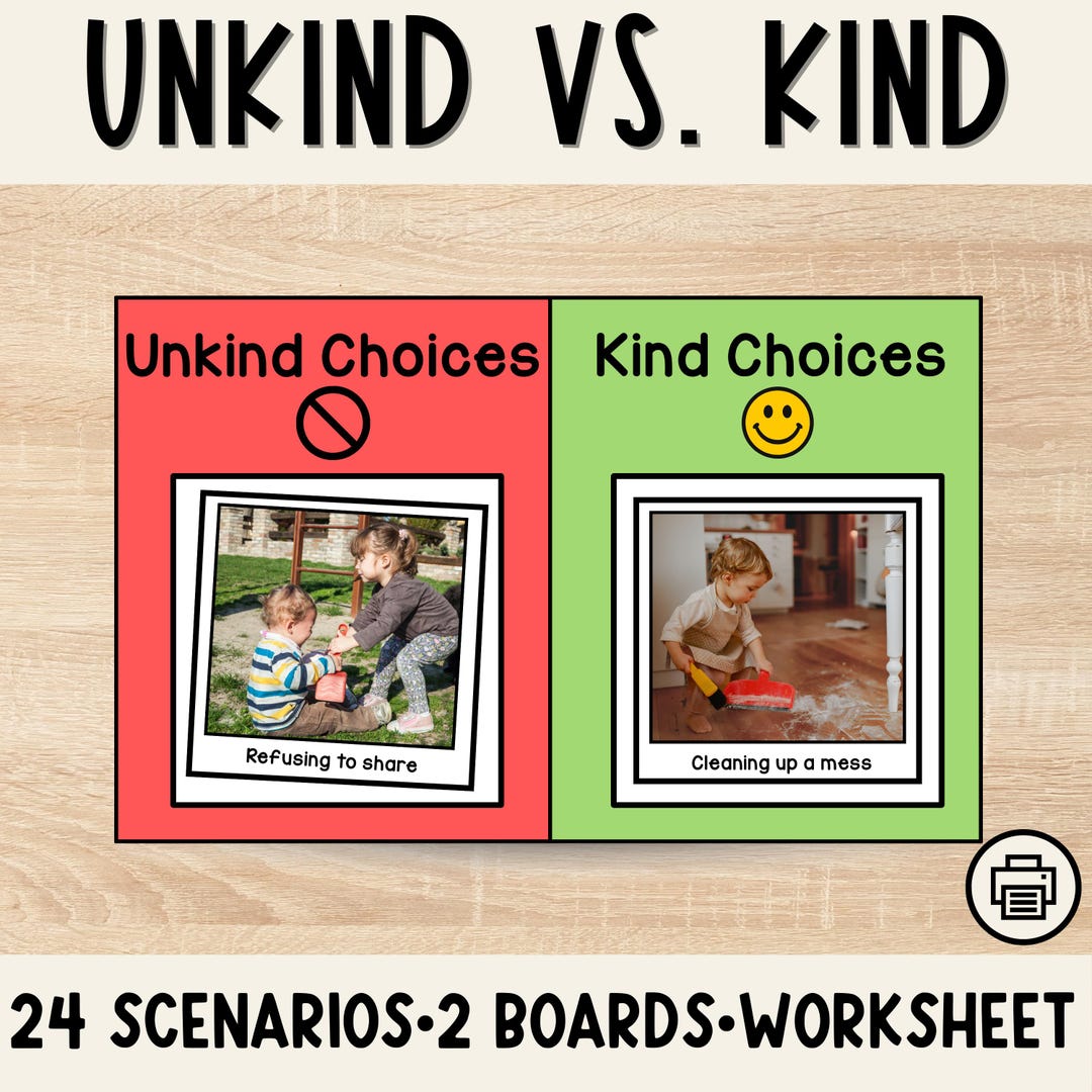 Kind Vs Unkind Sorting Game | Social Skills Activity (digital Download ...